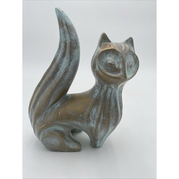 Accents | Vintage Gold Cat Statue Cubist Mcm Modern Gilded Blue 95 Tall ...